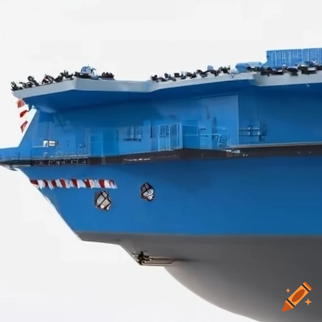 Giant blue aircraft carrier on Craiyon
