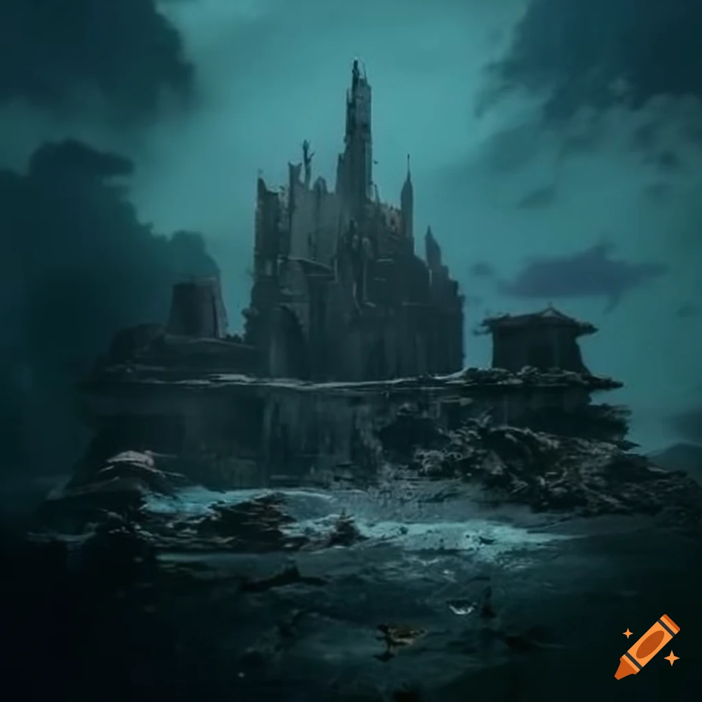 Desolate urban landscape with grey sky and crumbled buildings on Craiyon