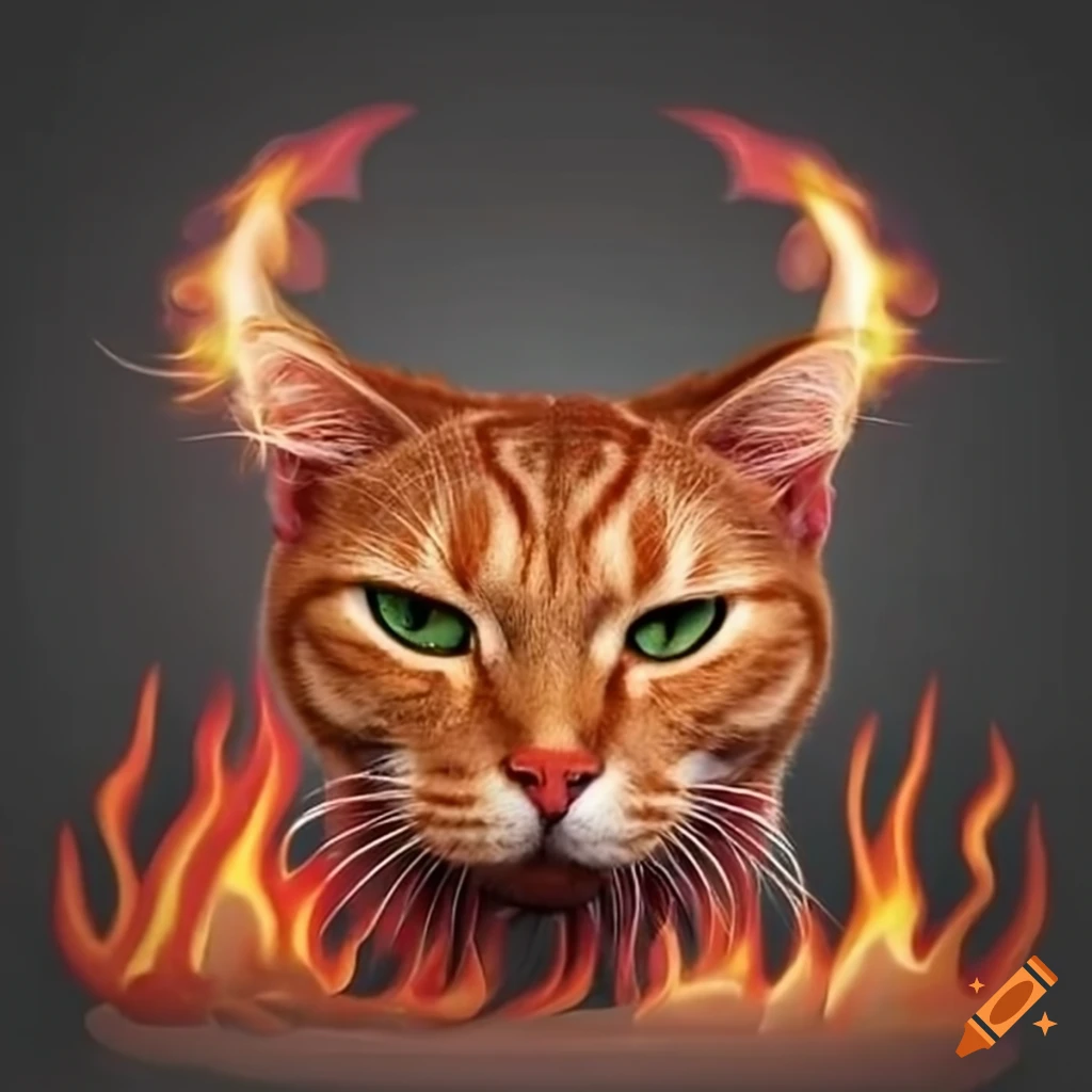 Fiery red cat with a diablo theme on Craiyon