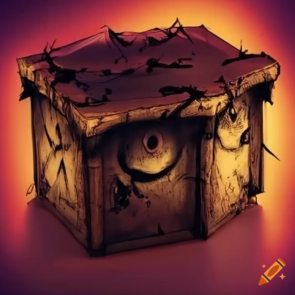 Mysterious box with scratches and marks on Craiyon