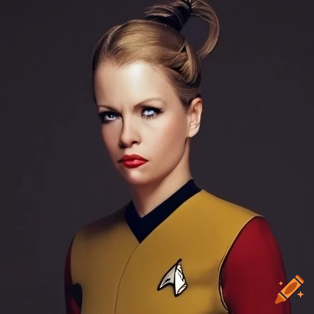 Melissa Joan Hart in a sleeveless Star Trek uniform with a ponytail on ...