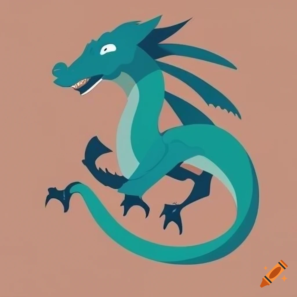 Flat design dragon illustration on Craiyon