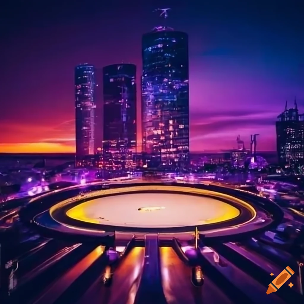 Night club rooftop with a helipad on Craiyon