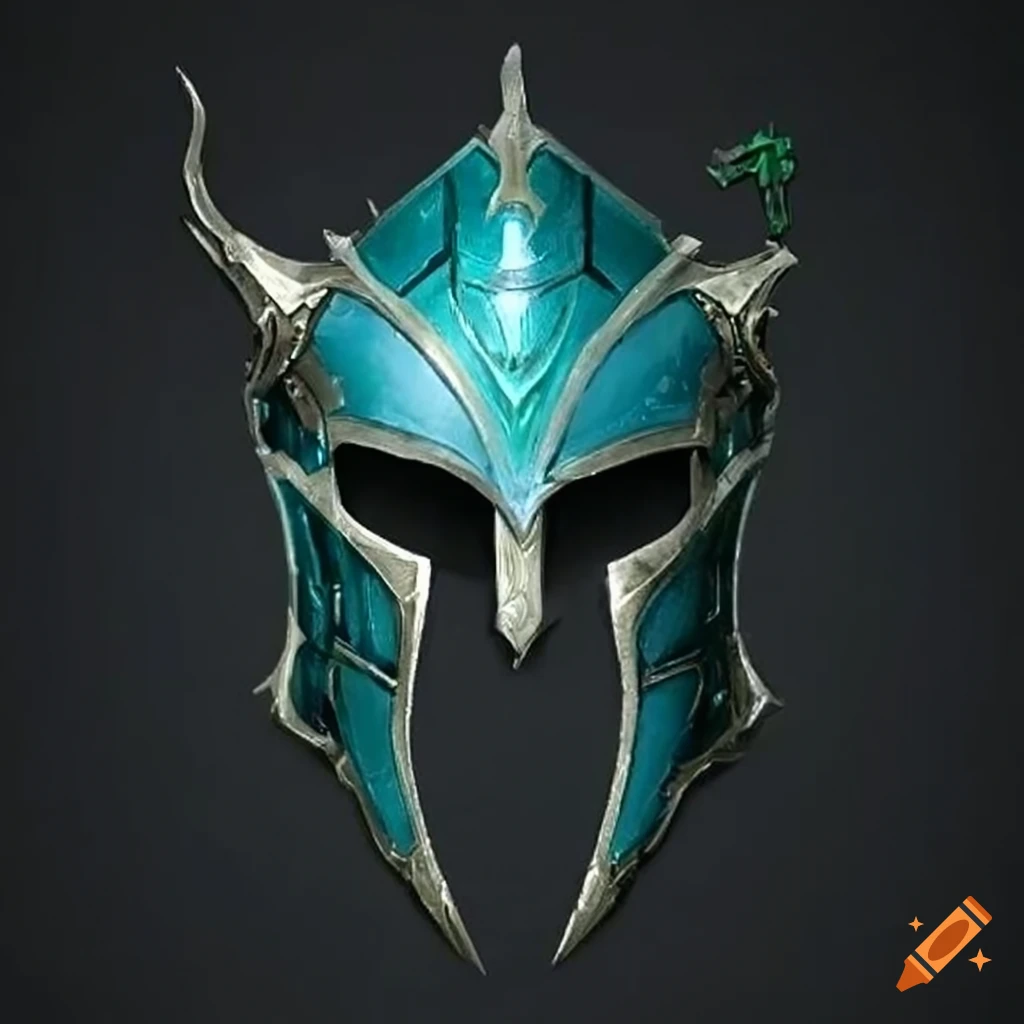 Front view of a legendary magic elven symmetrical helmet with paragon ...