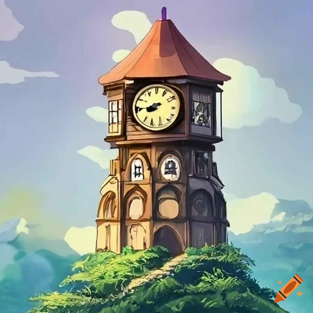 Studio ghibli clocktower on Craiyon