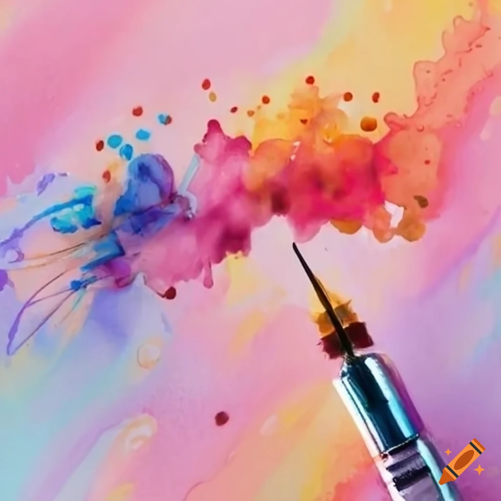 Needle injection spilling flowers with pastel colors on Craiyon