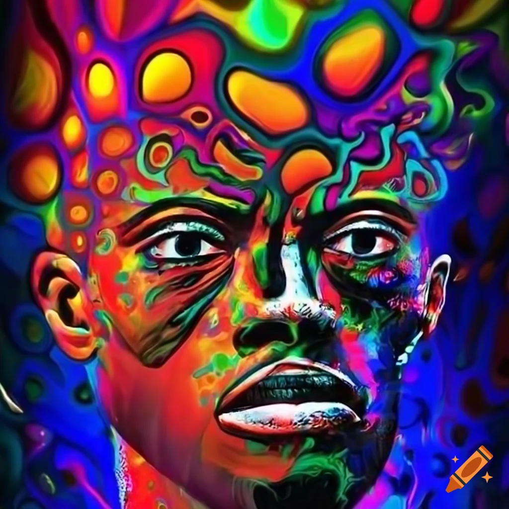 Abstract psychedelic portrait of a man on Craiyon