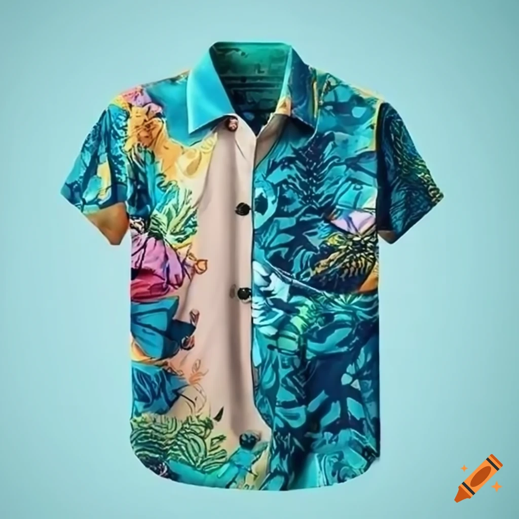Vacation button down shirt with a cool design on Craiyon