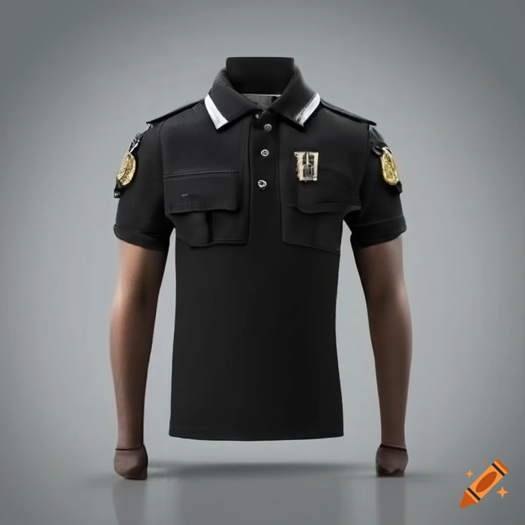 Polo security uniform in black and grey colors on Craiyon