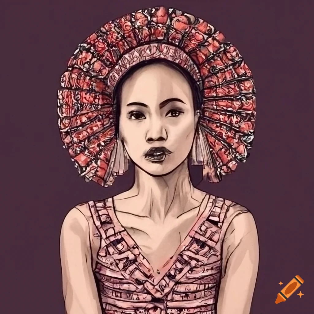 Hand drawn dress with traditional luzon, visayas, and mindanao textile ...