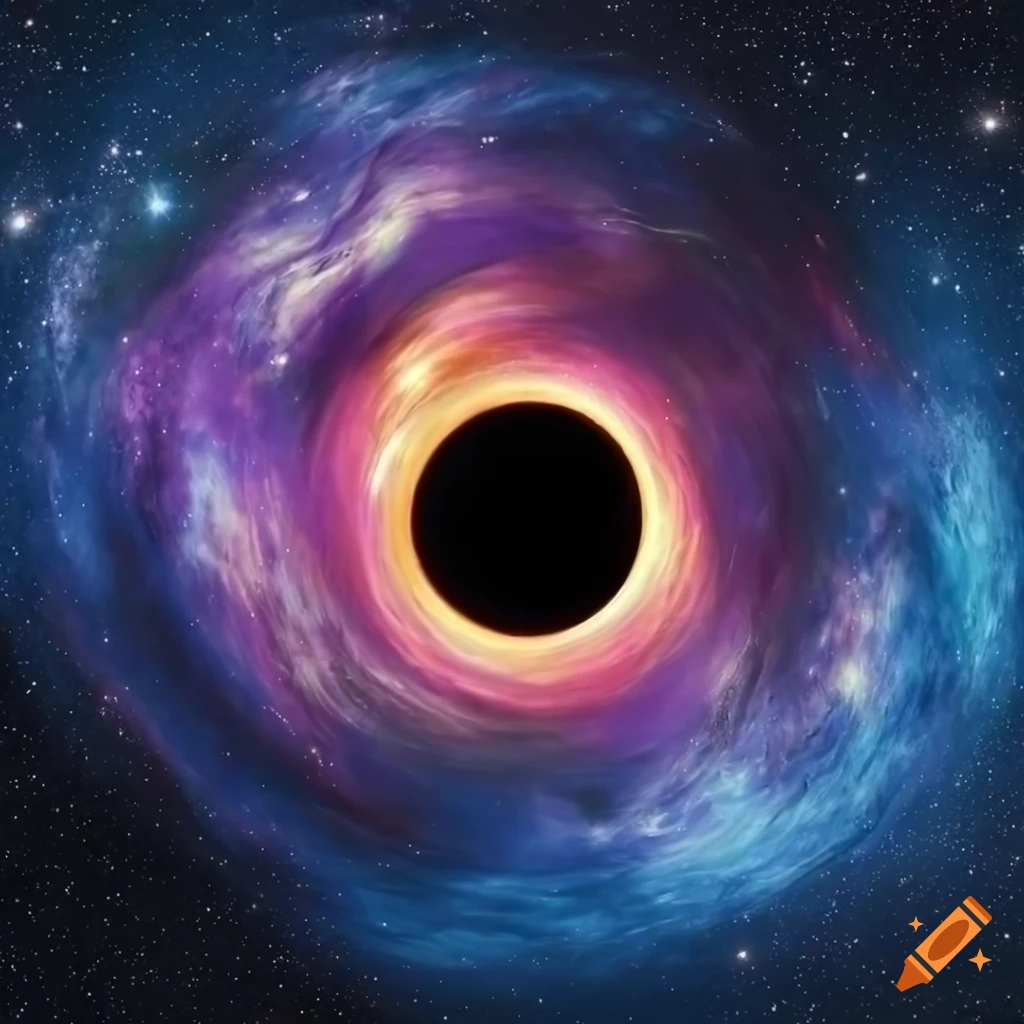 Cosmic realm with mesmerizing black hole and shimmering stars on Craiyon