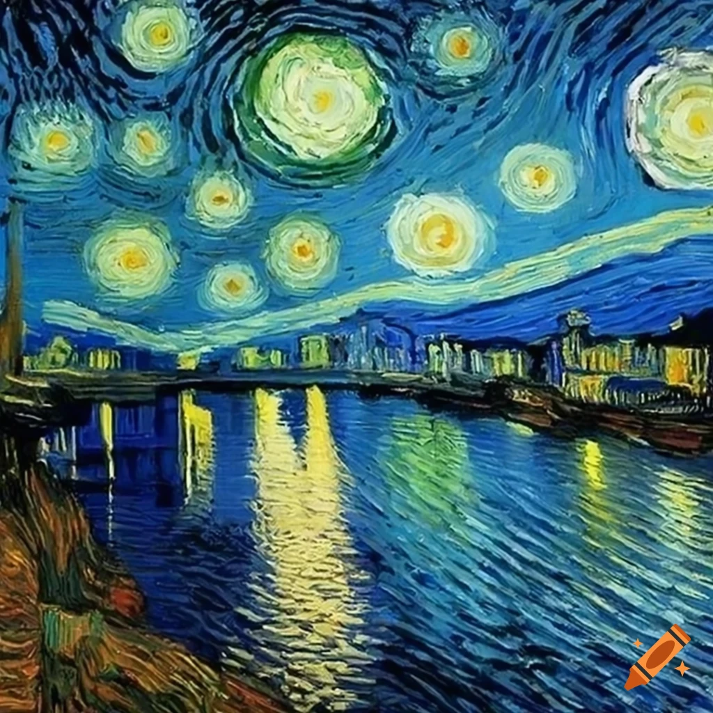 Starry night over the rhone by vincent van gogh on Craiyon