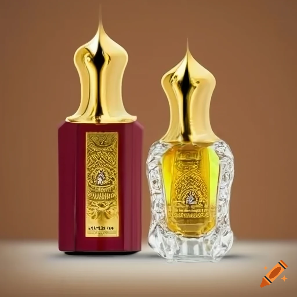 Attar mockup with text "Uzair Bait-ul-Utoor" logo on Craiyon