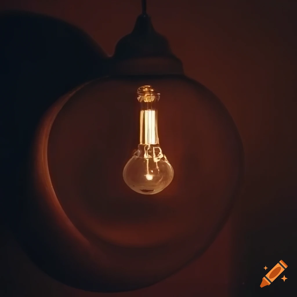 Retro-style light bulbs in a dark bedroom from the 90s on Craiyon