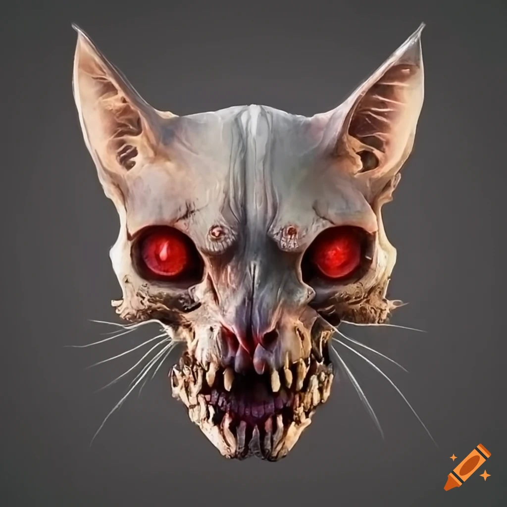 Revenant cat skull with evil red eyes on Craiyon