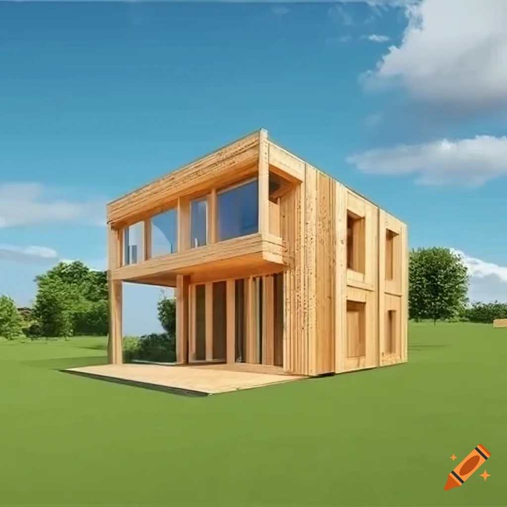 Passive house foundations sustainable house made of mass timber on Craiyon