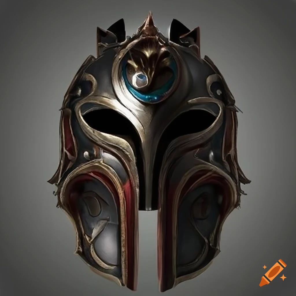 Front view of an elite champion fantasy magic helmet on Craiyon