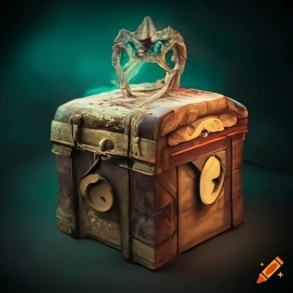 Old time mystery box with scratches and marks on Craiyon