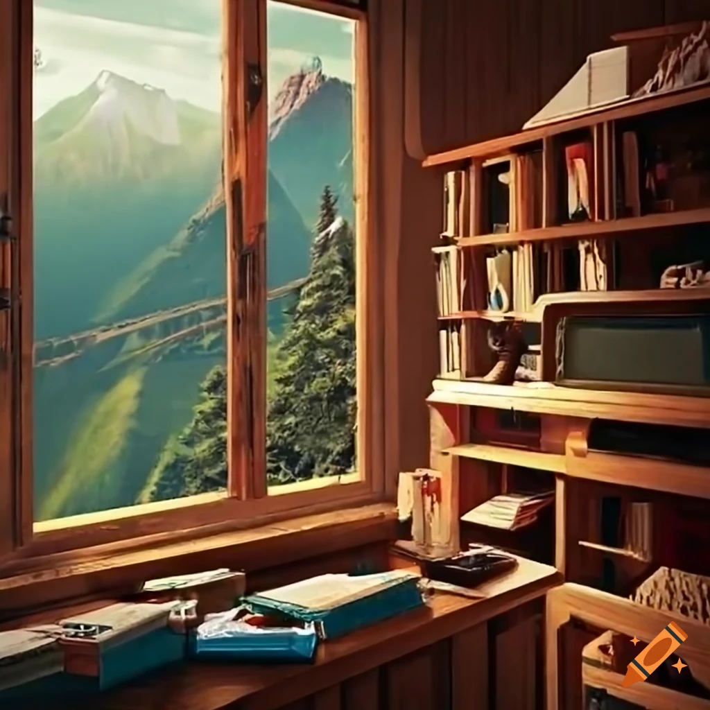 Mountain study room on Craiyon