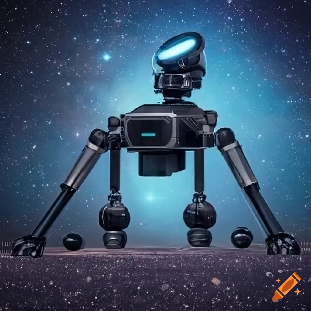 High-tech telescope robot gazing at the starry sky on Craiyon