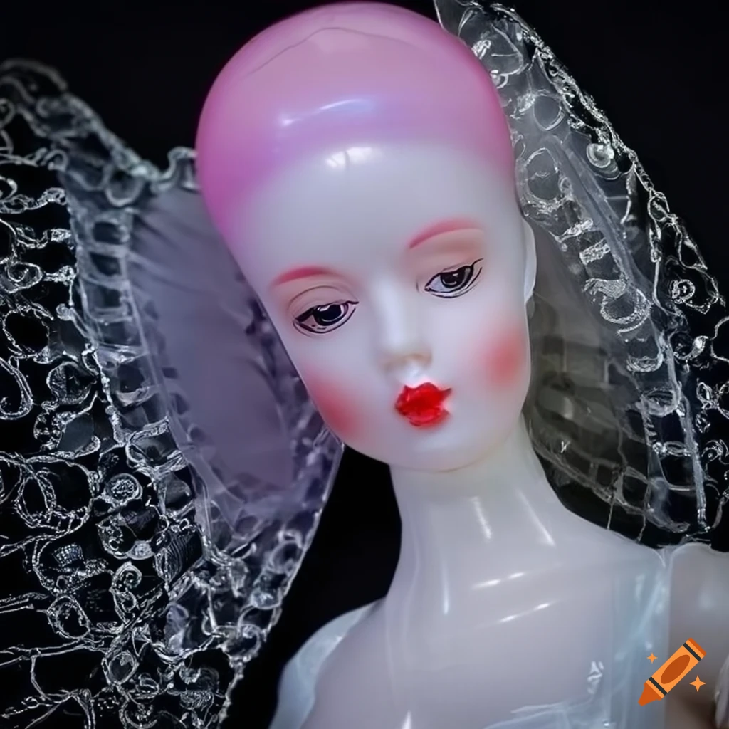 Clear plastic pastel art deco doll on Craiyon