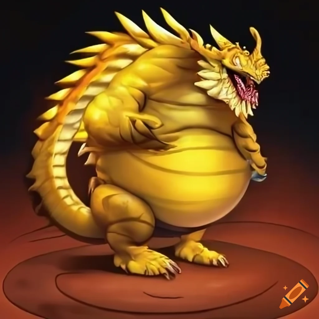 Friendly yellow dragon with a round fat body on Craiyon