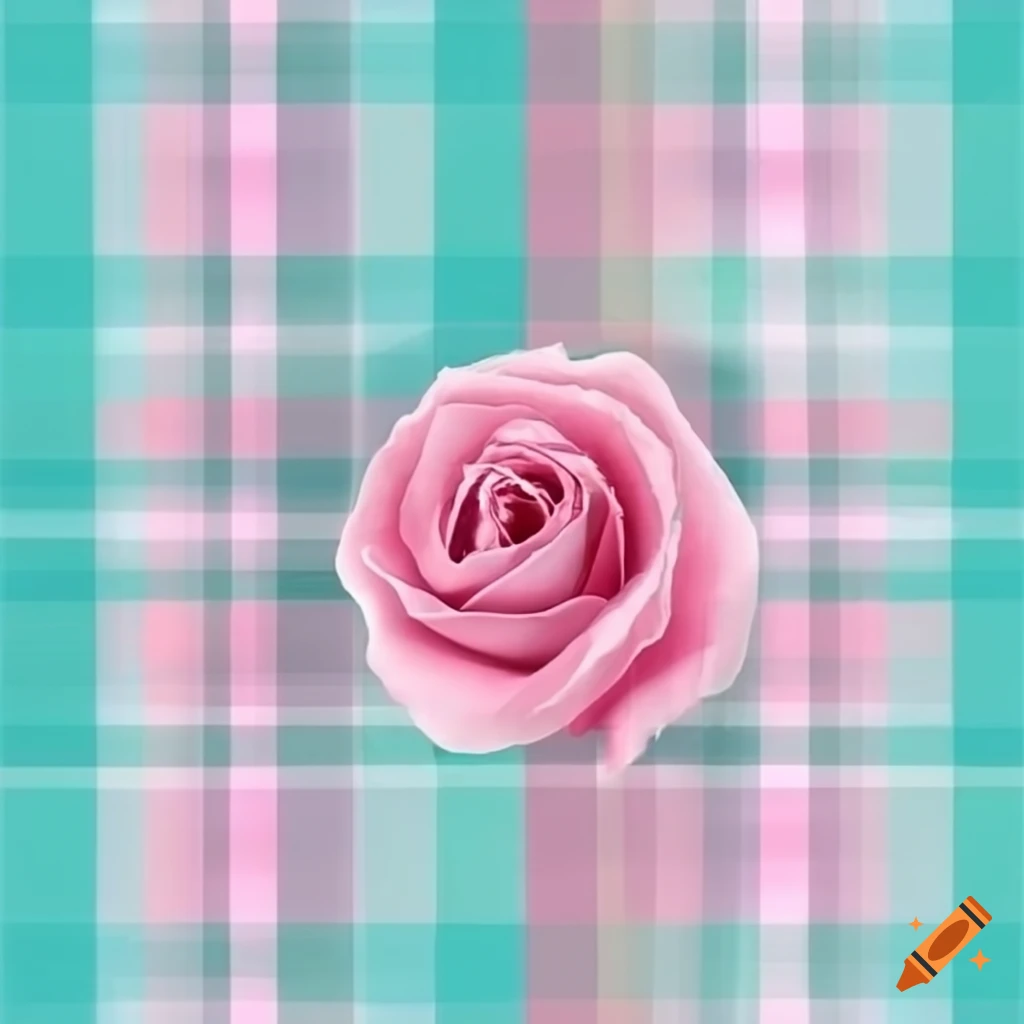 Rose pink and teal plaid pattern on Craiyon