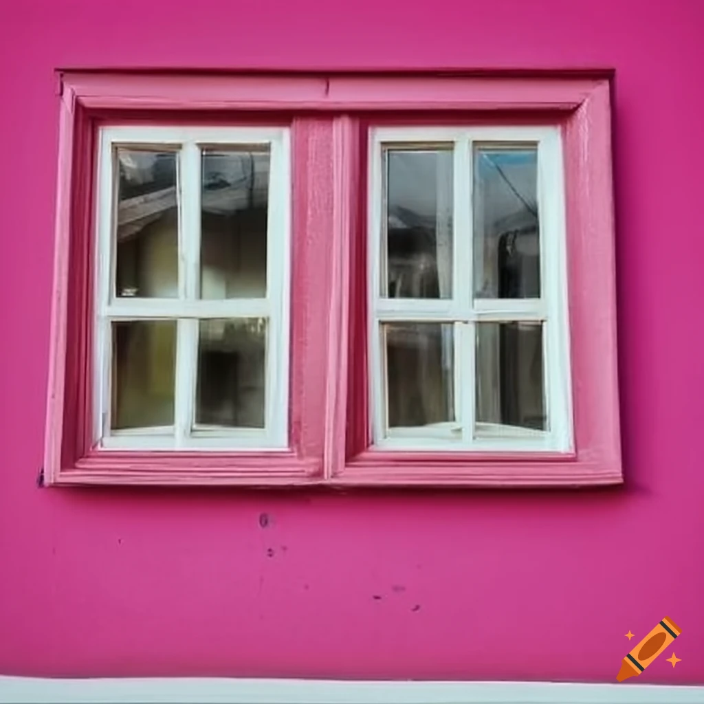 Window on a pink wall on Craiyon