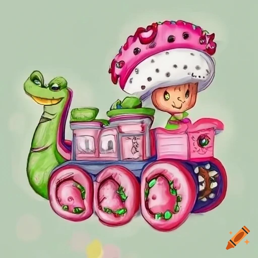 Strawberry Shortcake crocodile with train on Craiyon