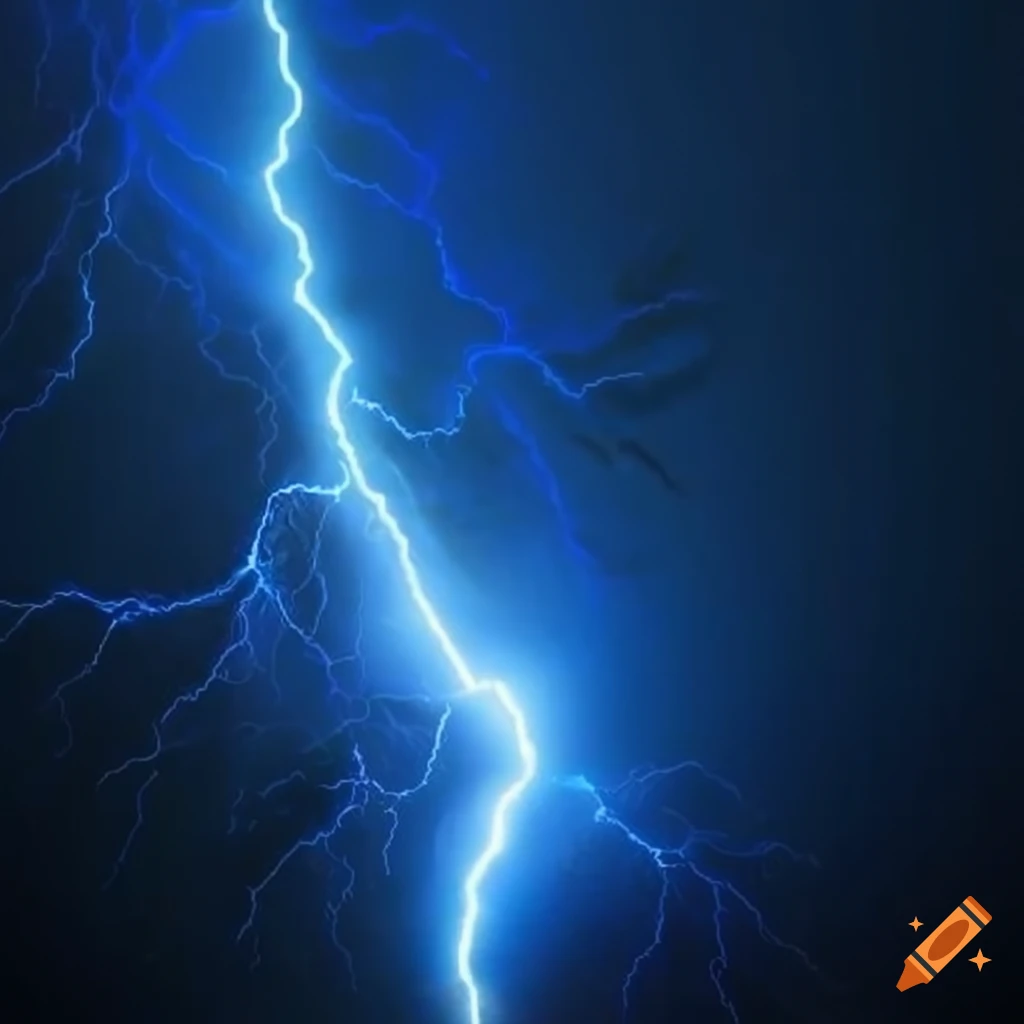 Blue lightning bolts on a flat black surface on Craiyon