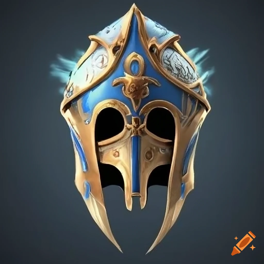 Front view of elite champion fantasy magic helmet on Craiyon
