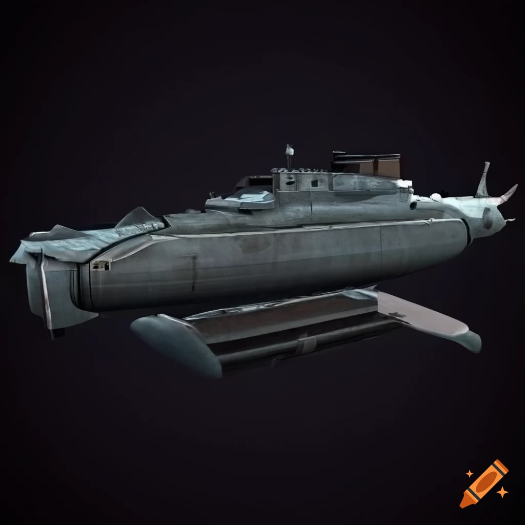WW2 submarine with a sci-fi steampunk design on Craiyon