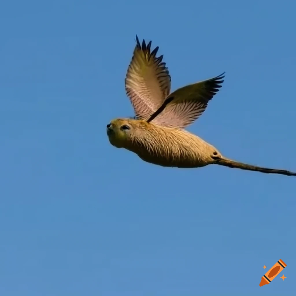 Flying capybara and budgie hybrid on Craiyon