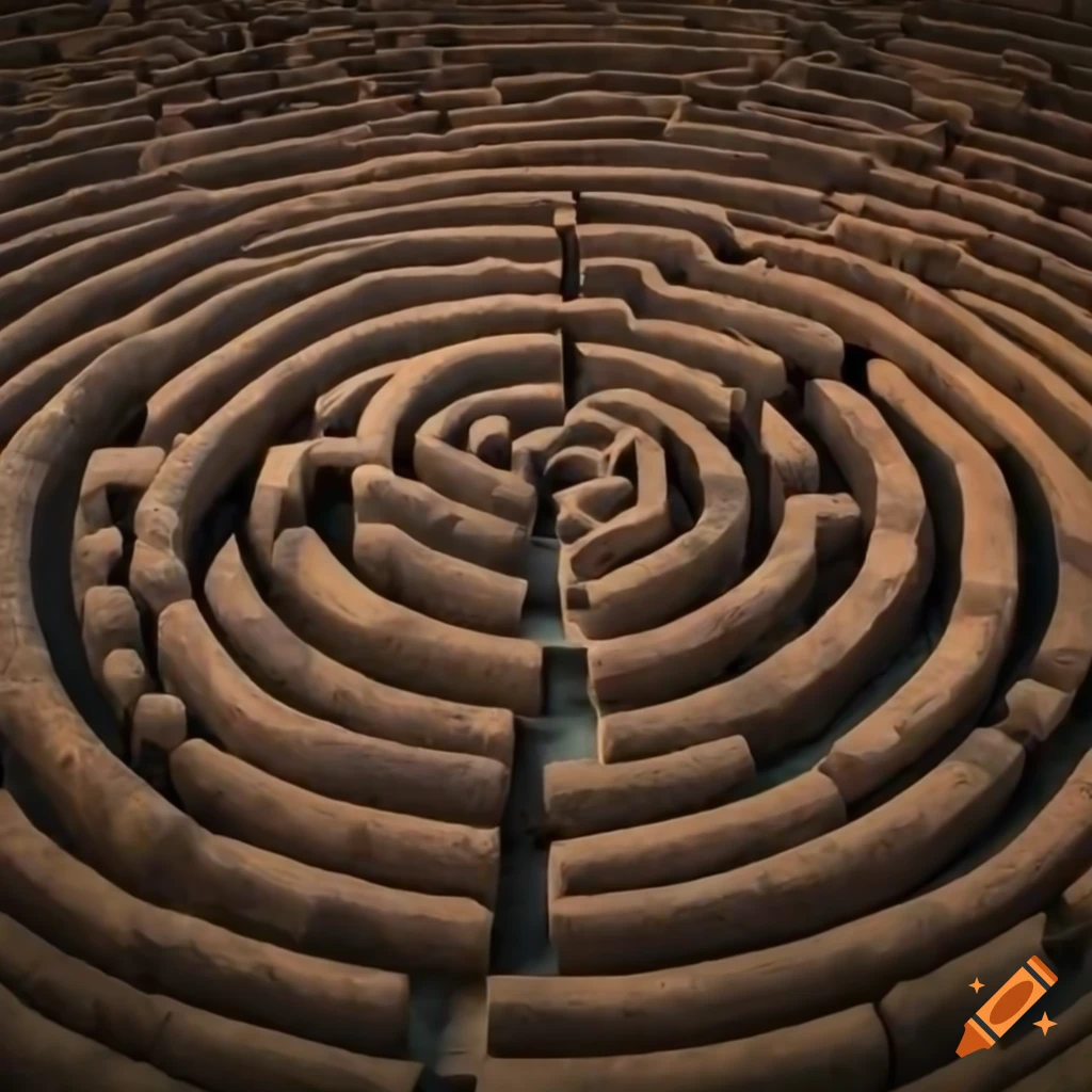 Large stone maze on Craiyon