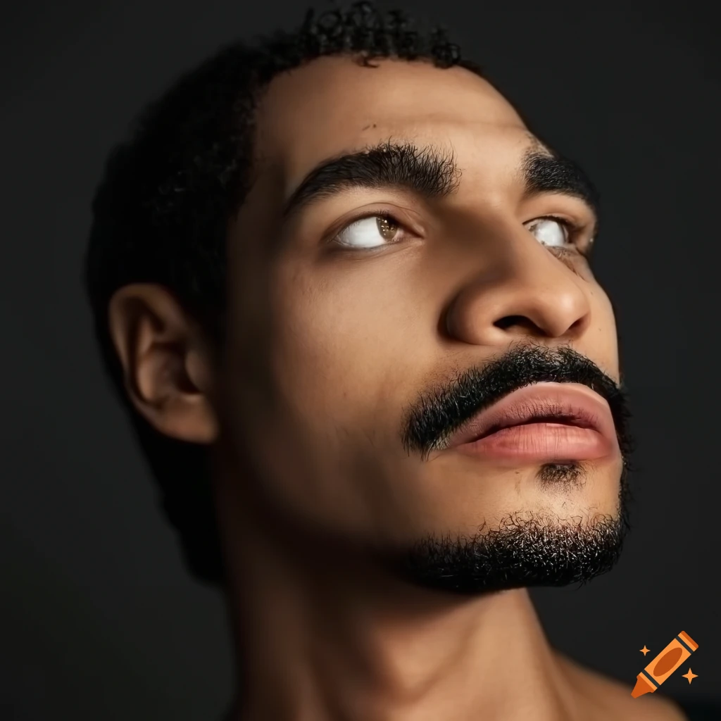 Portrait of a man with Arabic features and curly black hair on Craiyon