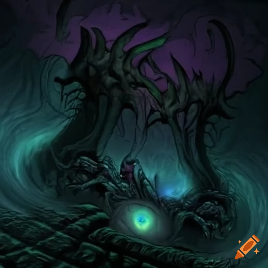 Abyssal breach - a swirling vortex of stygian darkness stretching ...