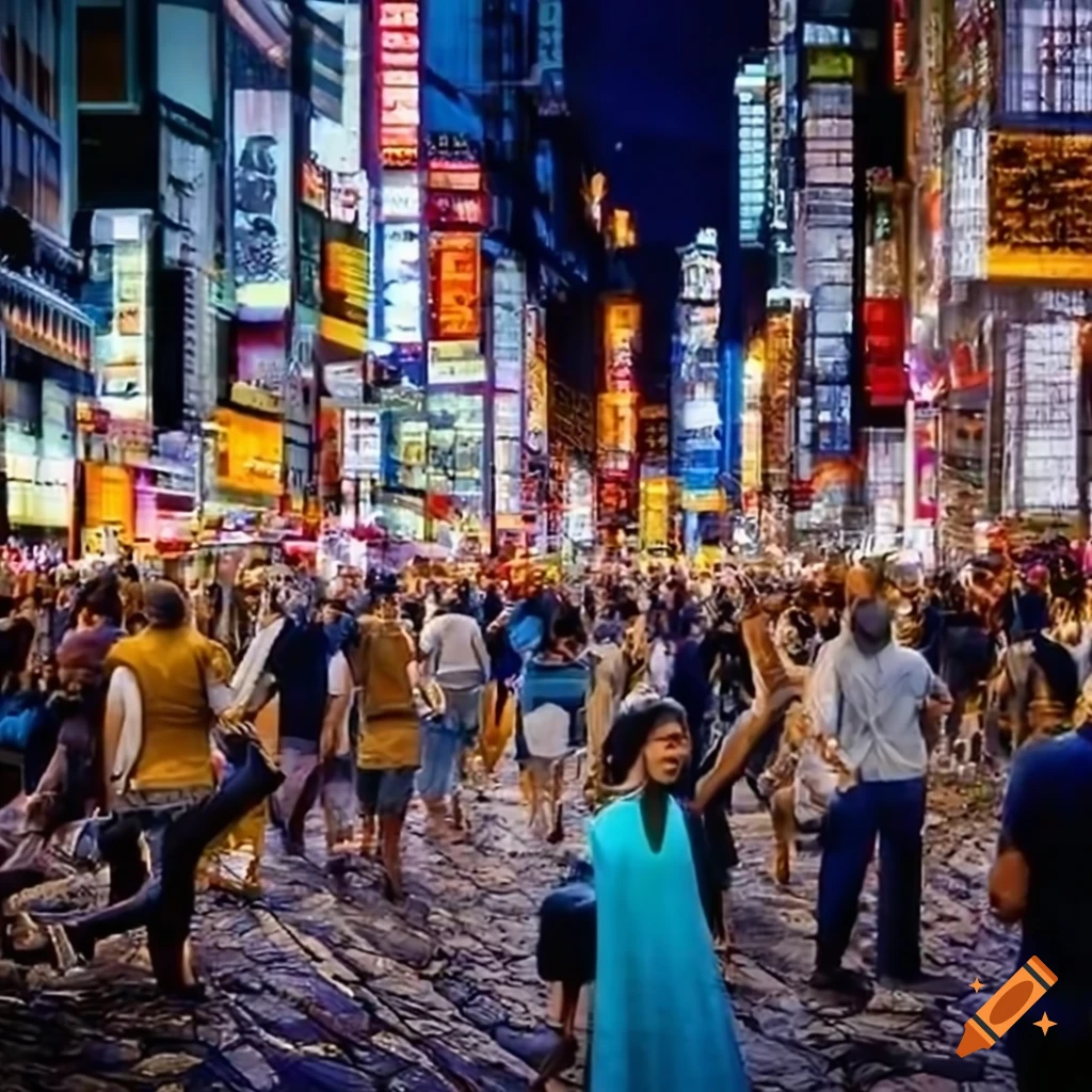 Busy cityscape with skyscrapers and traffic on Craiyon