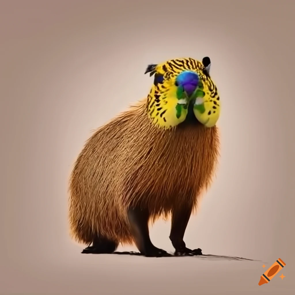 Hybrid of capybara and budgie in flight on Craiyon