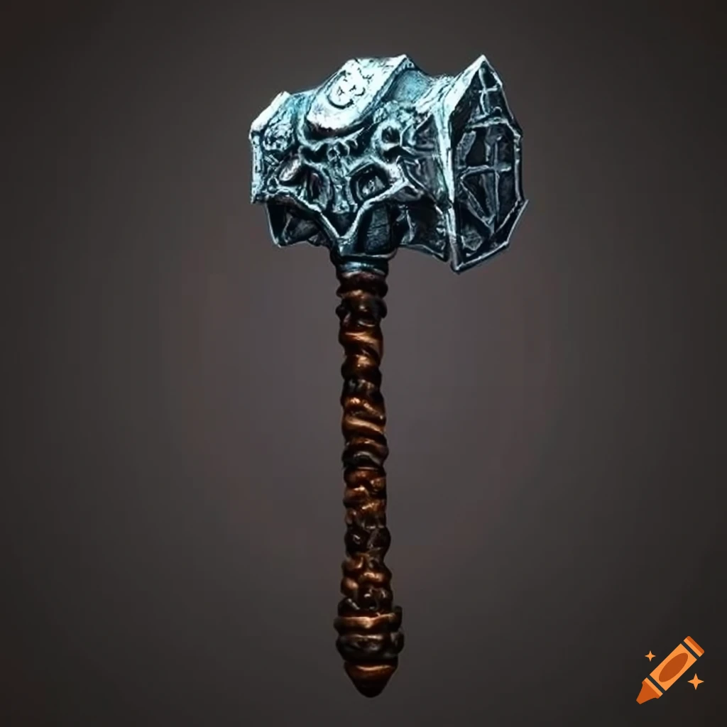 Dark ornamental battle hammer on Craiyon