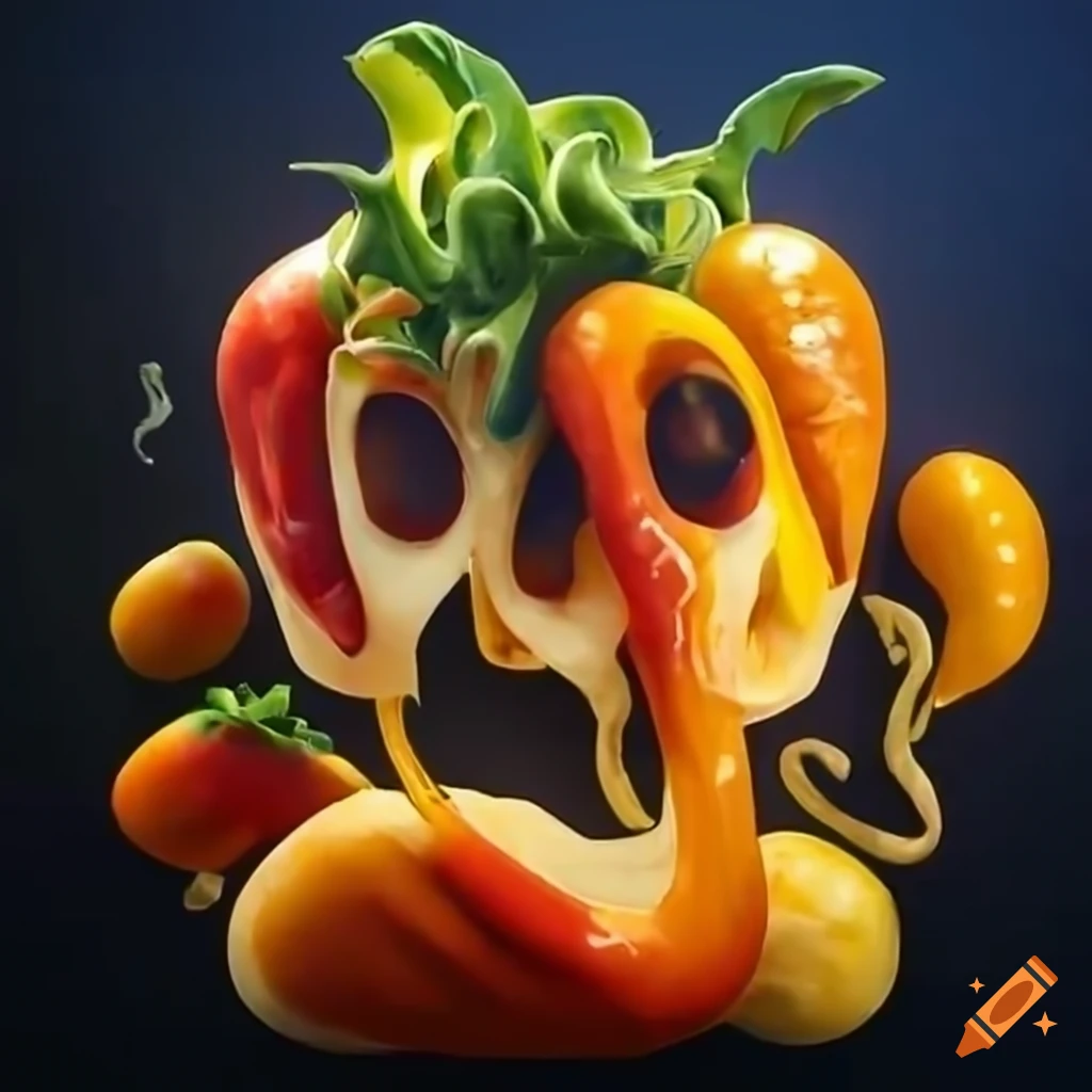 Painting of humanoid figures made of vegetable matter on Craiyon