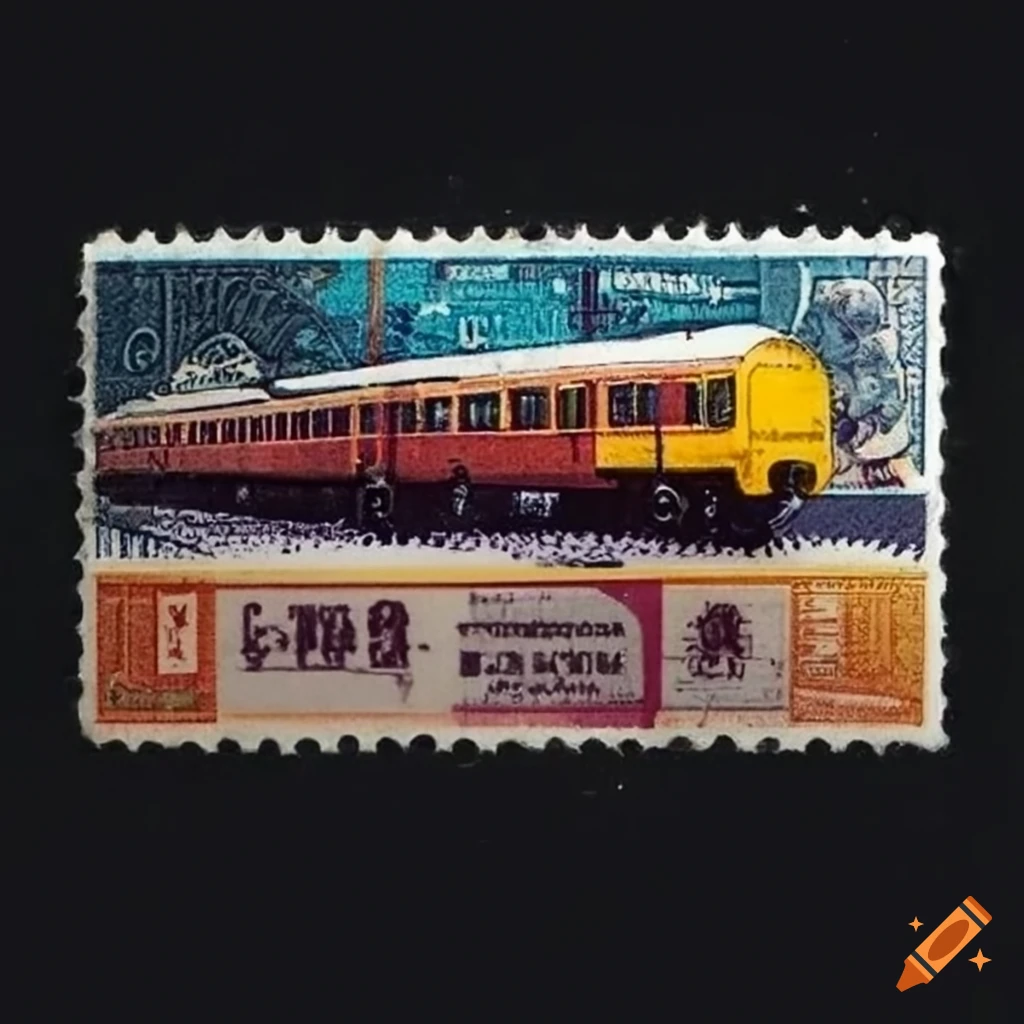 Commemorative postage stamp british rail design 1974 on Craiyon