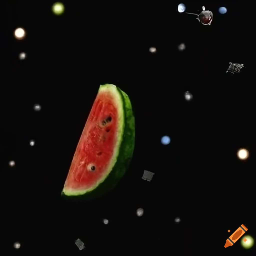 Watermelon flying in space on Craiyon