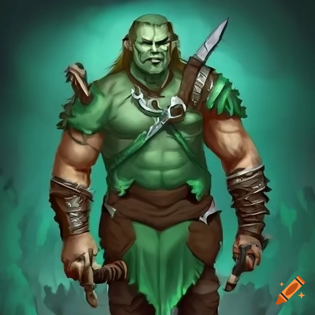 DND goliath barbarian in emerald green suit on Craiyon
