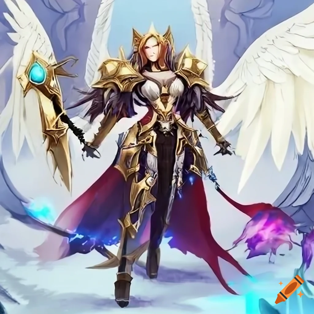 Anime queen ruler archangel with war hammer on Craiyon
