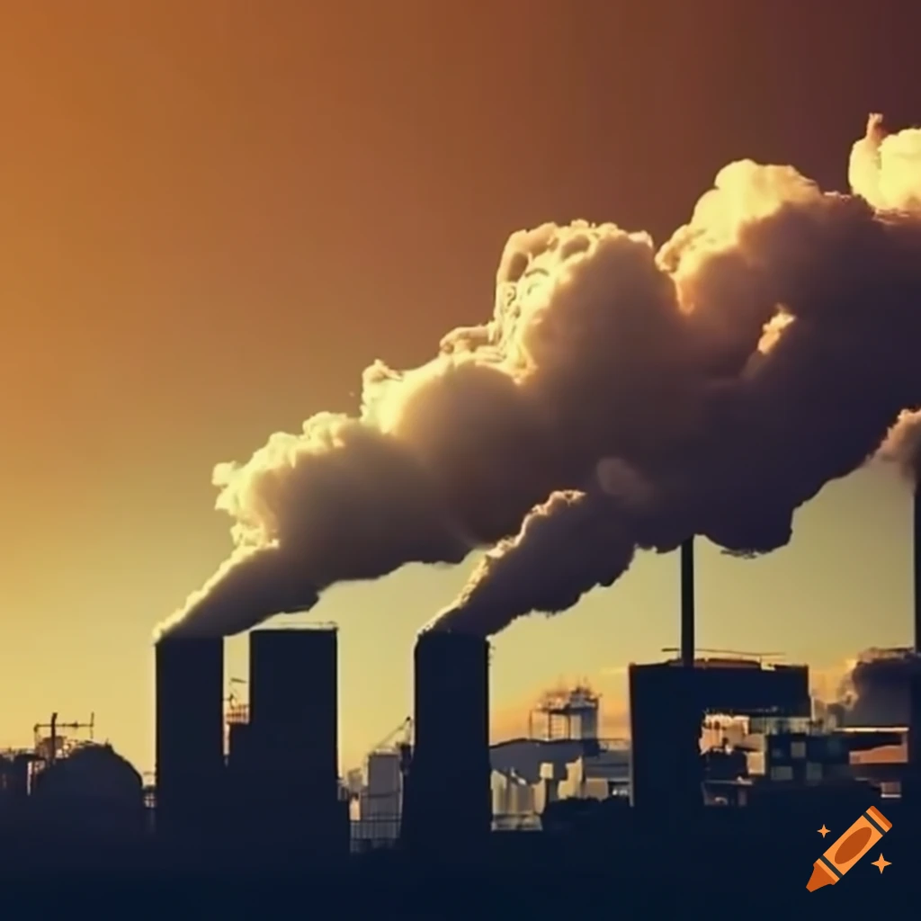 Factory emitting air pollution on Craiyon