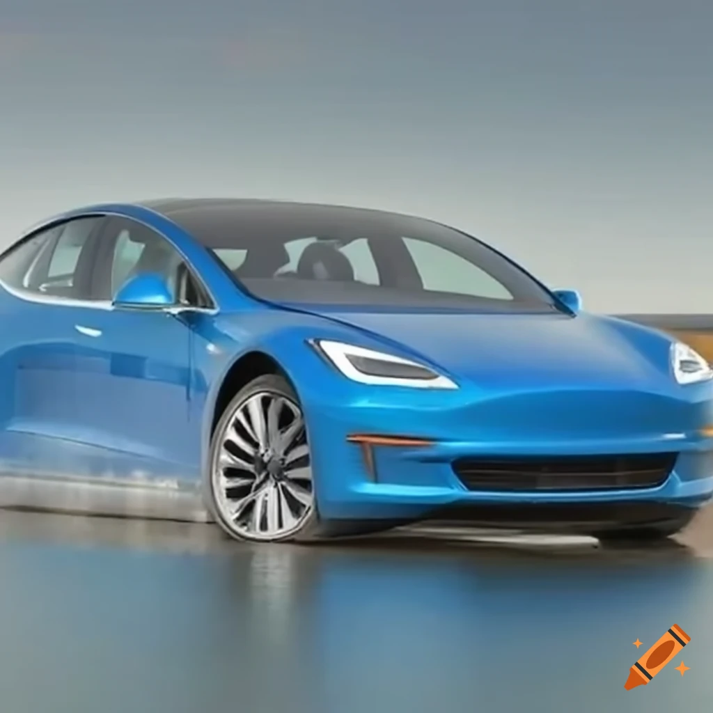 Tesla floating on clear blue water on Craiyon