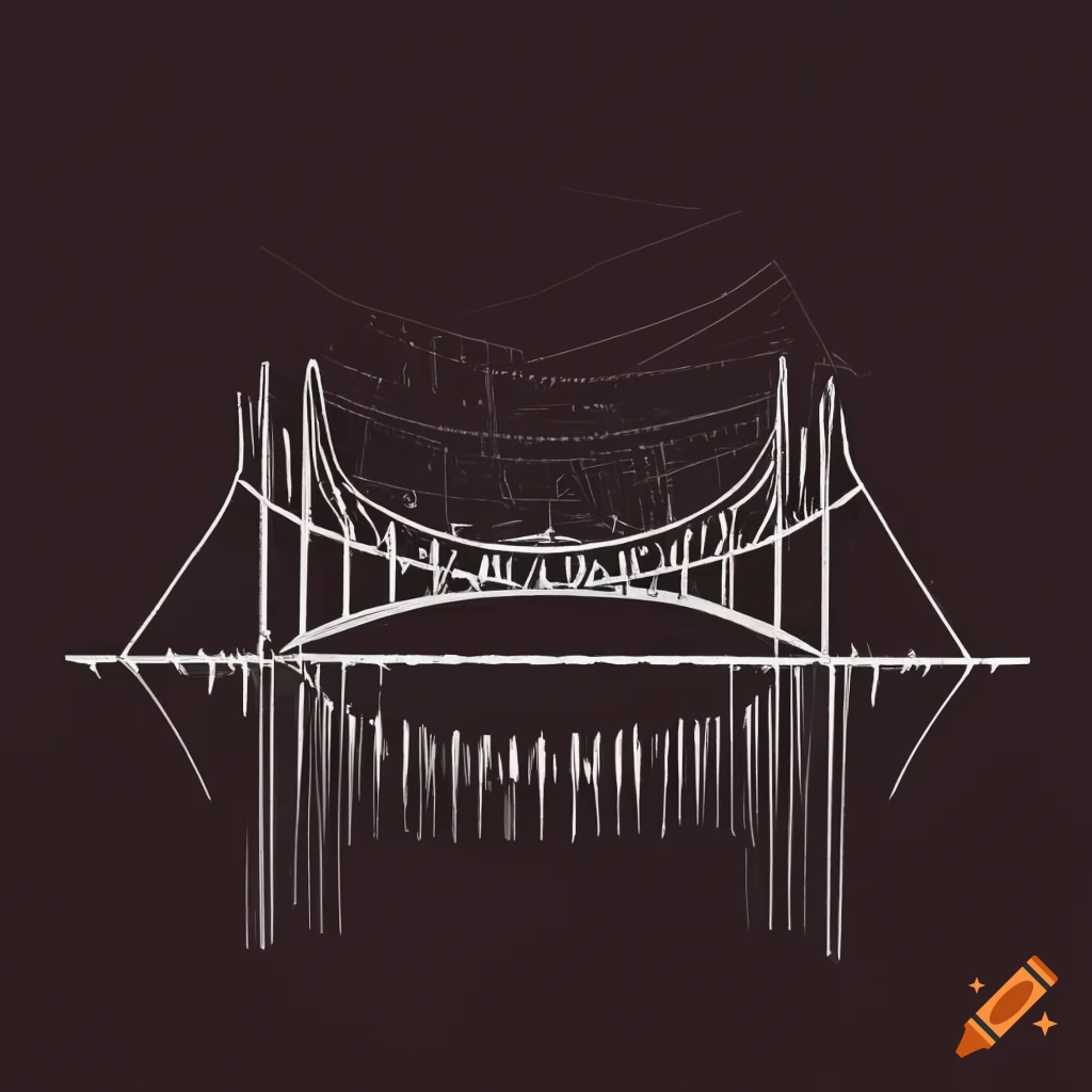 Hyperbolic paraboloid bridge structure in black line art on Craiyon