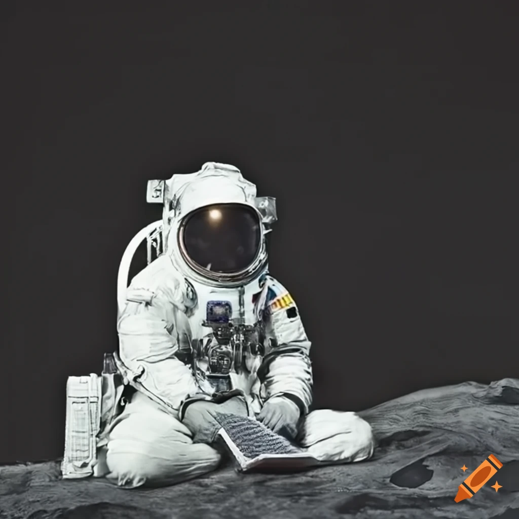 Astronaut reading a book on the moon on Craiyon