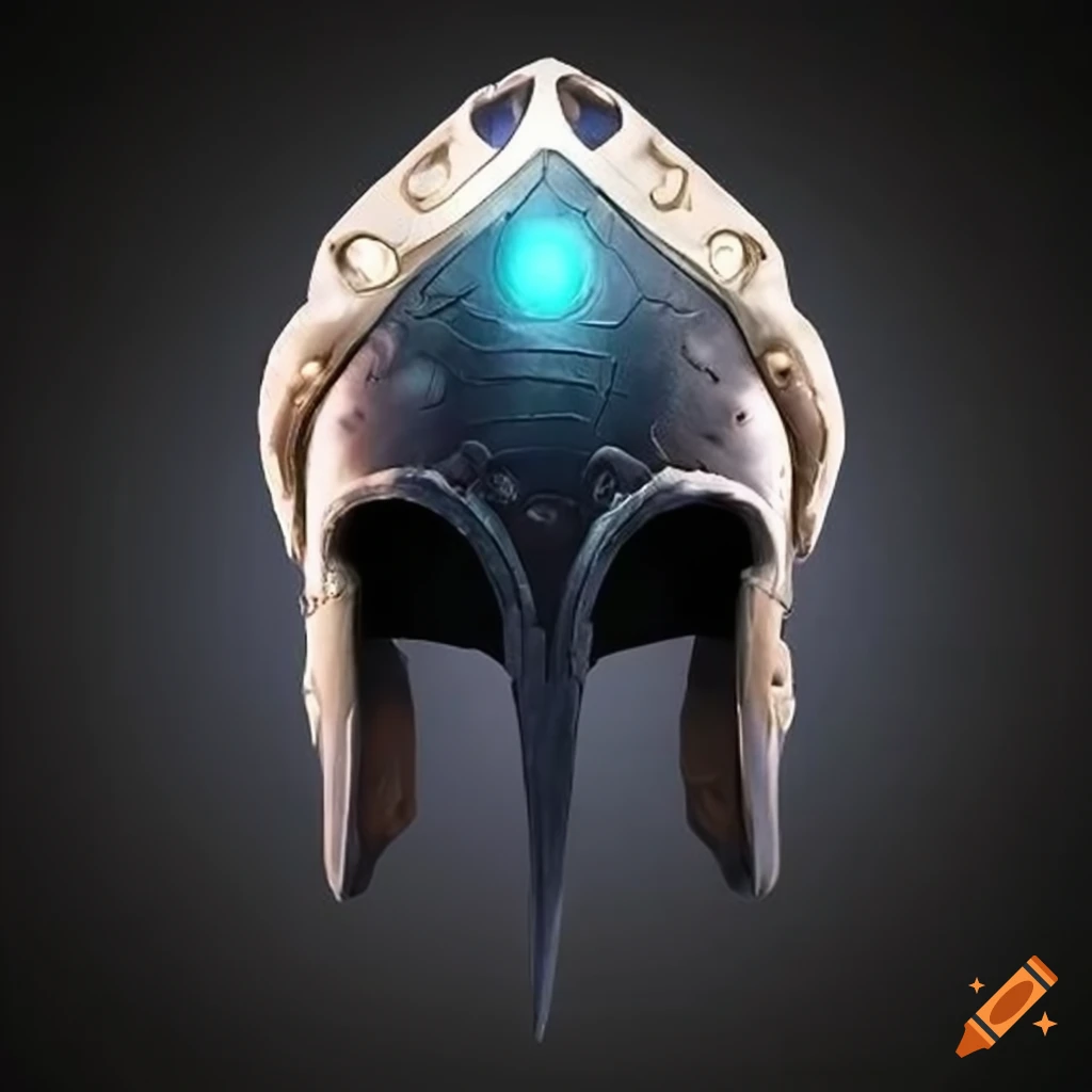 Front view of an elite champion fantasy magic helmet on Craiyon