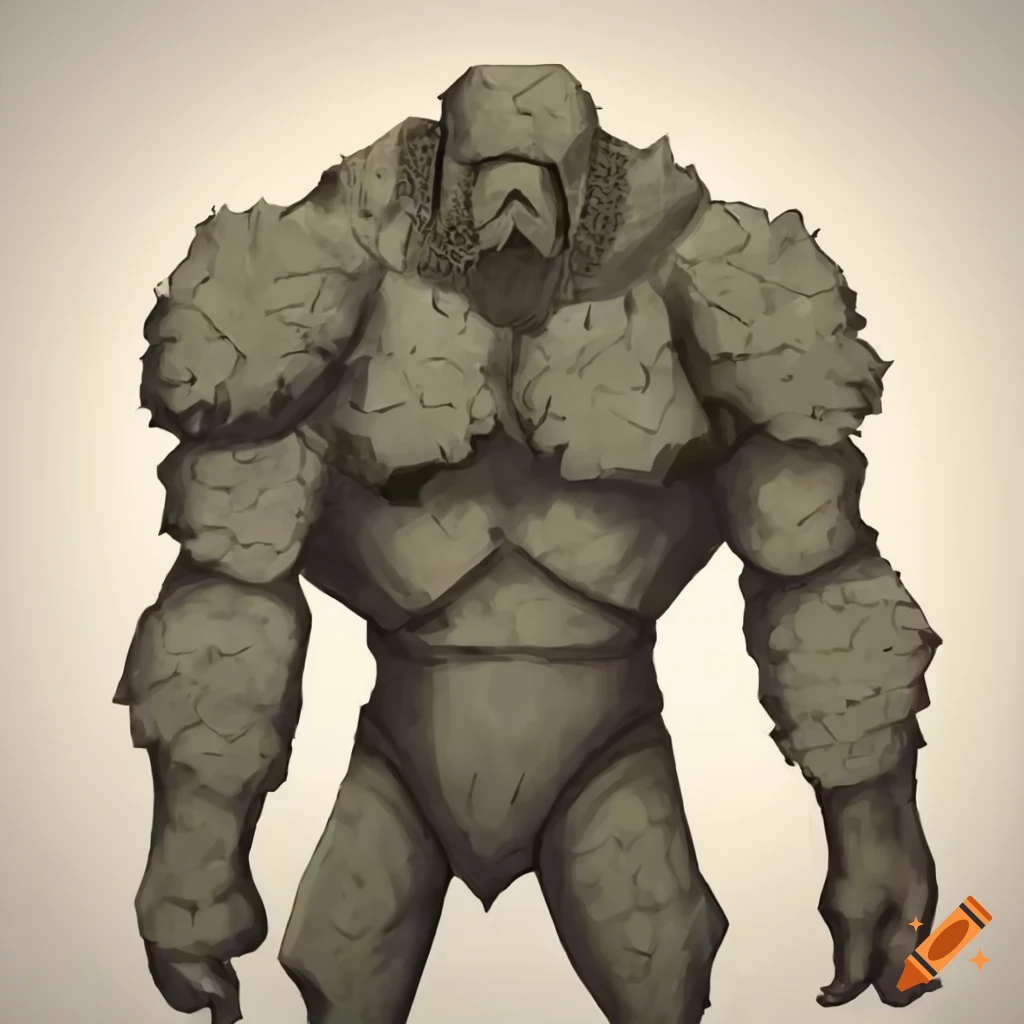 Stone golem in medieval armor posing proudly on Craiyon